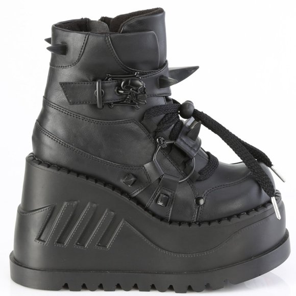 Shoes | Goth Wedge Platform Skull Lace Up Ankle Boots | Poshmark